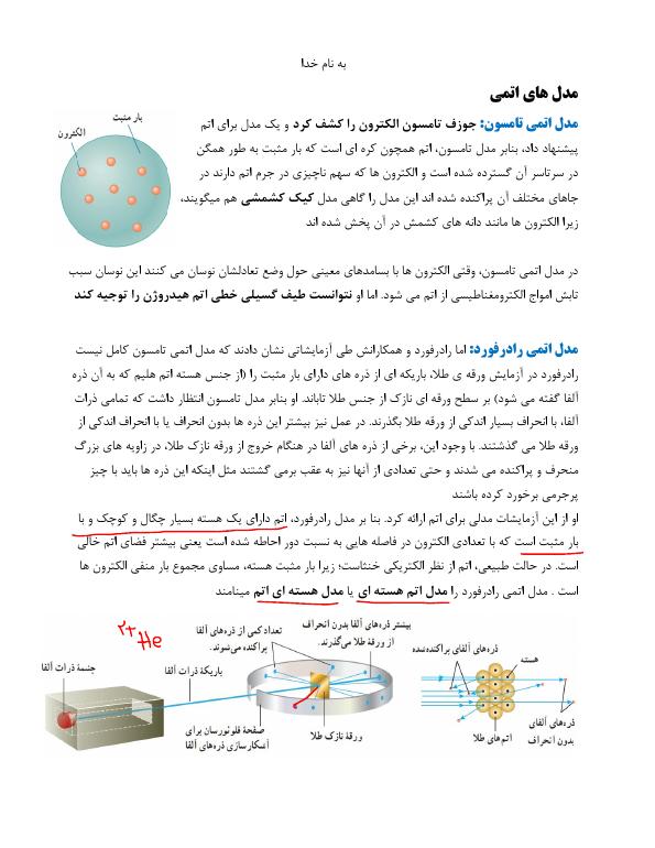 ایران فایلز | درسنامه فیزیک دوازدهم مدل های اتمی قسمت 1 مدل اتمی تامسون ...